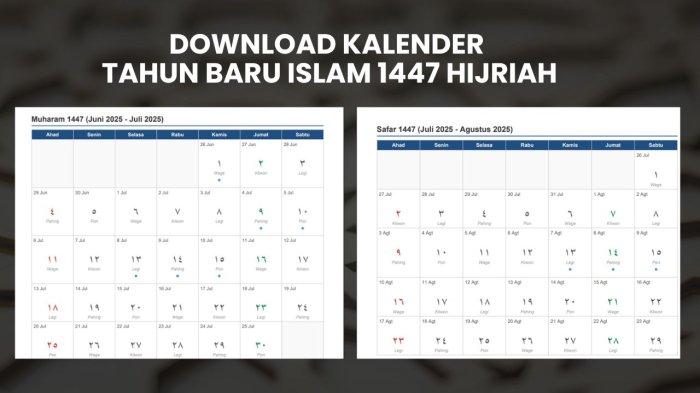 Download Kalender Tahun Baru Islam 1447 Hijriah, Ada Jadwal Puasa Ayammul Bidh, Format JPG dan ...