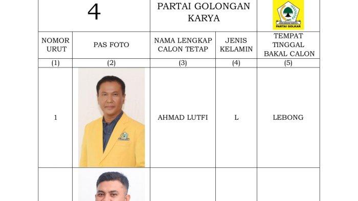 Daftar Nama Caleg Golkar untuk DPRD Kabupaten Lebong, Lengkap Setiap Dapil - Tribunbengkulu.com