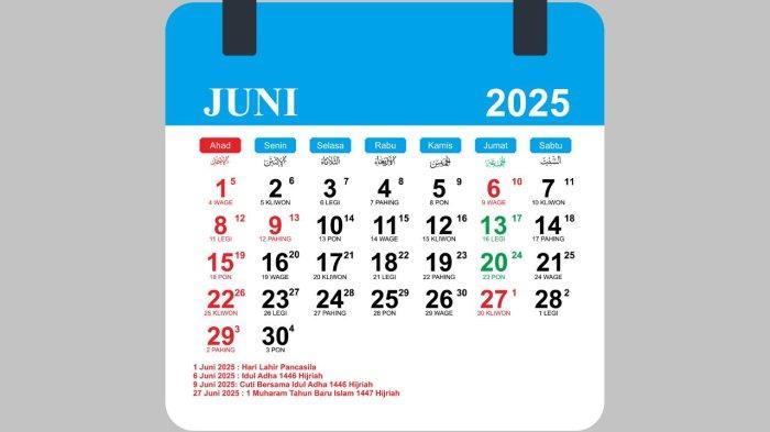 Kalender Juni 2025: Libur Panjang dan Cuti Bersama Tahun Baru Hijriah Tanggal Berapa? - Halaman ...