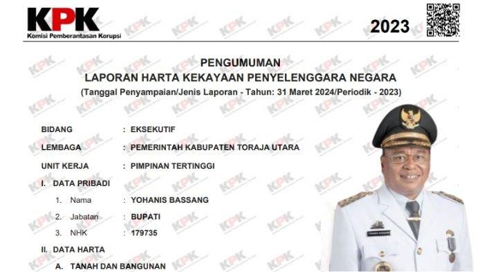 HARTA KEKAYAAN Bupati Torut Ombas yang Permalukan Eks Camat Rantepao ...