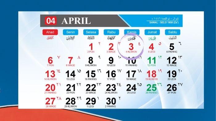Kalender Jawa April 2025: Weton 3 April 2025, Neptu Kamis Kliwon, dan ...