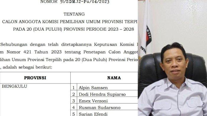 Daftar Anggota KPU Provinsi Bengkulu 2023-2028, Ini Nama-namanya - Tribunbengkulu.com
