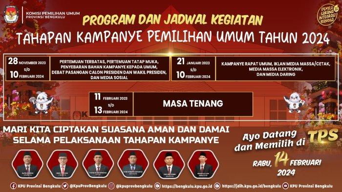 Program dan Jadwal Kegiatan Tahapan Kampanye Pemilu 2024, Masa Tenang 3 Hari - Tribunbengkulu.com