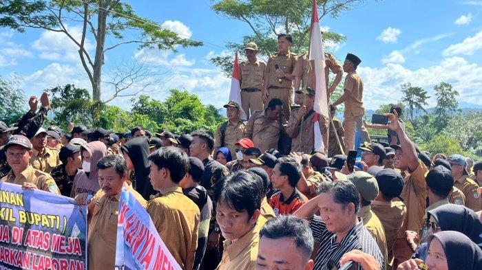 6 Bulan Tak Gajian, Kades dan Perangkat di Seluma Bengkulu Demo Bupati - Tribunbengkulu.com