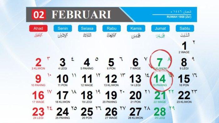 Kalender Februari 2025 : Penanggalan Jawa Weton 14 Februari, Lengkap ...