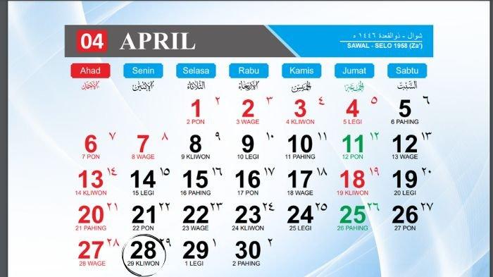 Kalender Jawa 2025: Senin Kliwon Tanggal 28 April Paarasan Lintang ...
