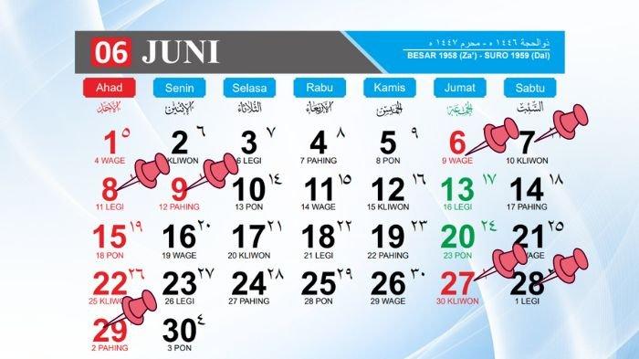 Kalender Juni 2025: Jadwal Long Weekend, Ada 2 Kali Dalam Sebulan - Tribunbengkulu.com