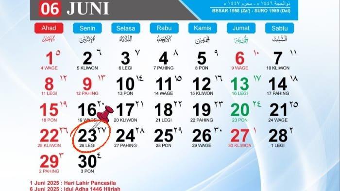 Kalender Juni 2025: Tanggal 23 Juni Peringatan Hari Apa? Cek Langsung ...