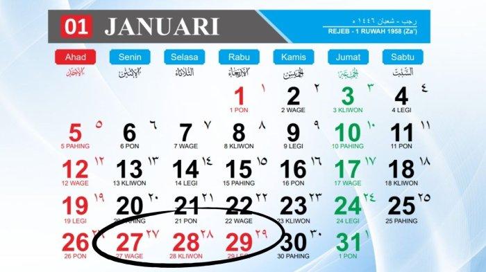Kalender Libur Januari 2025, Tanggal Berapa Cuti Bersama Imlek, 30 dan ...