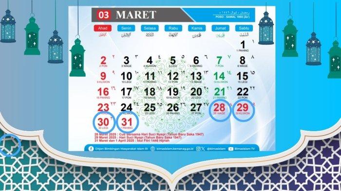 Kalender 2025: Jadwal Libur Panjang Akhir Pekan pada Bulan Maret dan ...