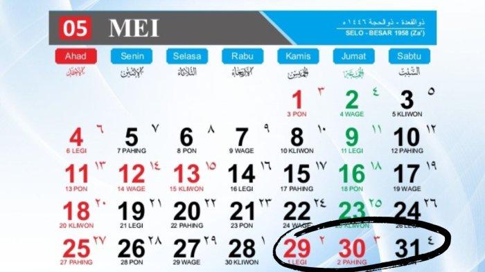 Tanggal 30 Mei Libur Apa? Ini Kalender Mei-Juni 2025, Cek Tanggal Merah ...