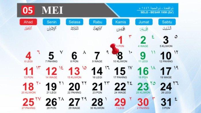 Kalender Mei 2025 Penanggalan 8 Mei 2025 Weton Kamis Pahing Neptu 17