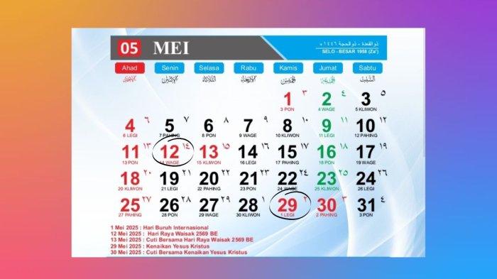 Kalender Mei 2025: Tanggal Merah, Hari Libur Nasional, dan Peringatan ...
