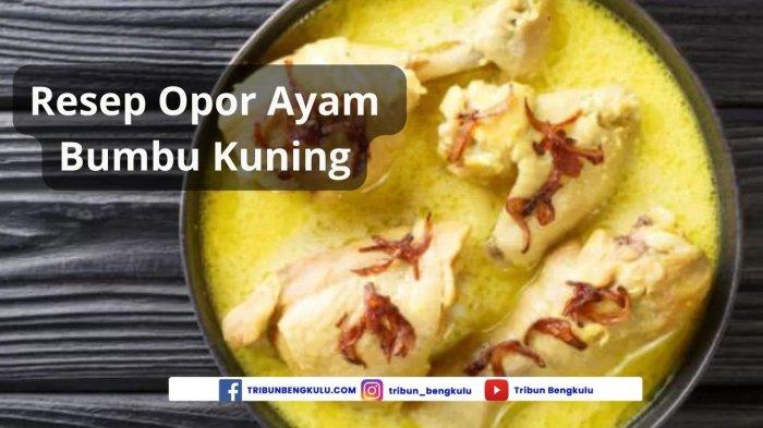 Resep Opor Ayam Kuning, Menu Sahur Simpel dan Enak - Tribunbengkulu.com