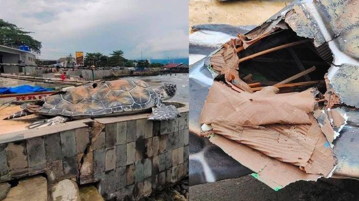 SOSOK Kontraktor Dibalik Pembuatan Patung Penyu Viral, Bernilai Rp15 Miliar Diduga dari Kardus ...