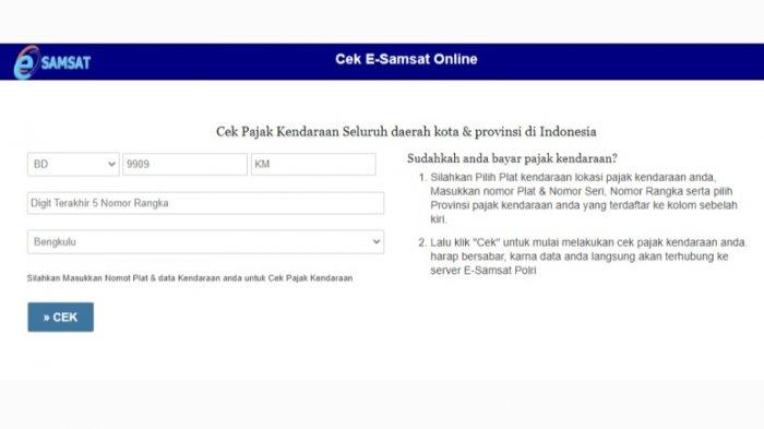 Cara Cek Pajak Kendaraan di Bengkulu Secara Online Melalui E-Samsat, Mudah dan Cepat ...