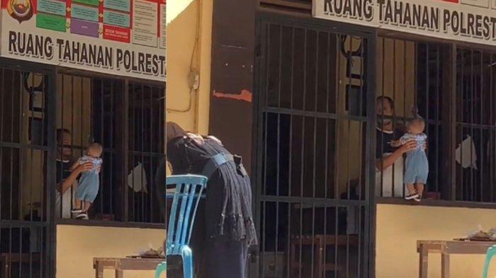 Viral, Momen Ayah di Bengkulu Terekam Gendong Bayi dari Balik Jeruji Besi, Netizen Beri Dukungan ...