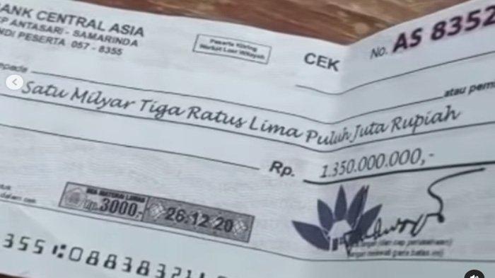 Ini Penampakan Cek Rp 1,3 Miliar yang Bikin Geger, Begini Nasib Pengemis Kaya di Bogor ...