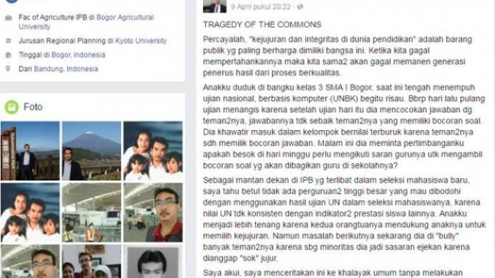 Dosen IPB Posting 'Tragedy of The Commons' di Facebook Soal Kebocoran ...