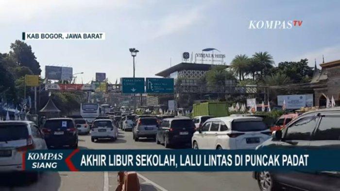 Jelang Libur Sekolah Berakhir, Lalu Lintas Puncak Bogor Padat, Kendaraan Sempat Mengular 2,5 KM ...