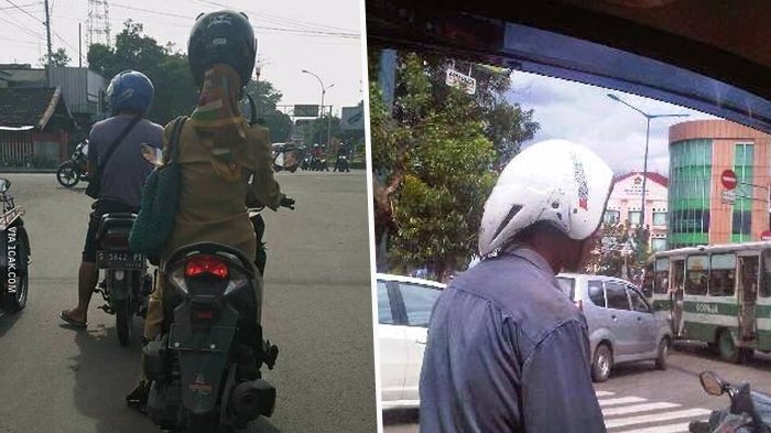 8 Foto Gaya Orang Indonesia Pakai Helm Ini Bikin Geleng Kepala, Kira ...