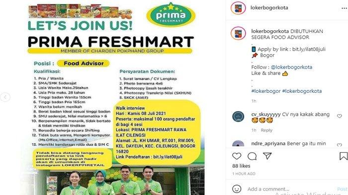 Prima Freshmart Buka Lowongan Kerja untuk Lulusan SMA/SMK, Walk In ...