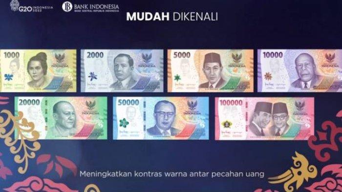Penampakan 7 Uang Kertas Baru : Bagian Depan Gambar Pahlawan, Bagian Belakang Tari Tradisional ...