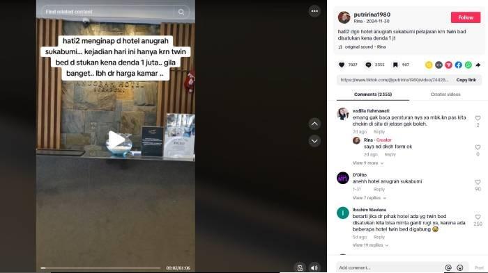 Penjelasan Hotel di Sukabumi Usai Viral Denda Rp 1 Juta Gara-gara Kasur Digeser, Minta Video ...