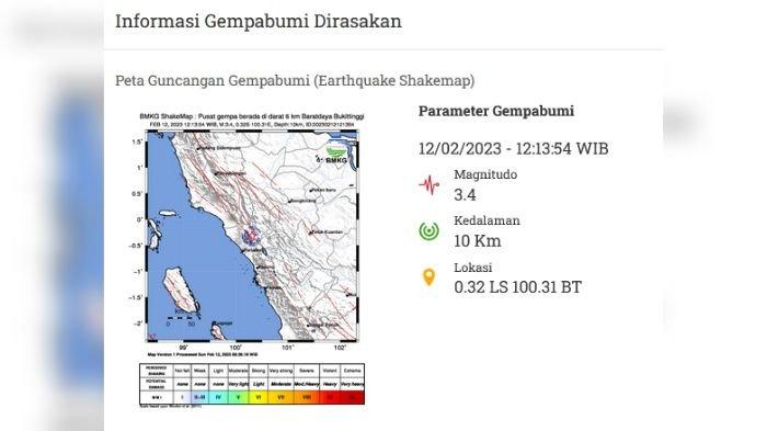 Gempa Terkini, Baru Saja Bukittinggi Dilanda Gempa, Ini Daerah yang Rasakan Getaran Lindu Kata ...