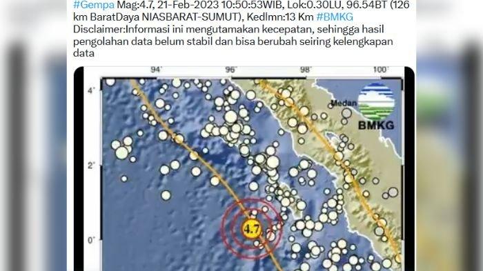 Gempa Terkini, Melanda Nias Barat Sumatera Utara Siang Ini, Berpusat di Laut, Ini Unggahan BMKG ...