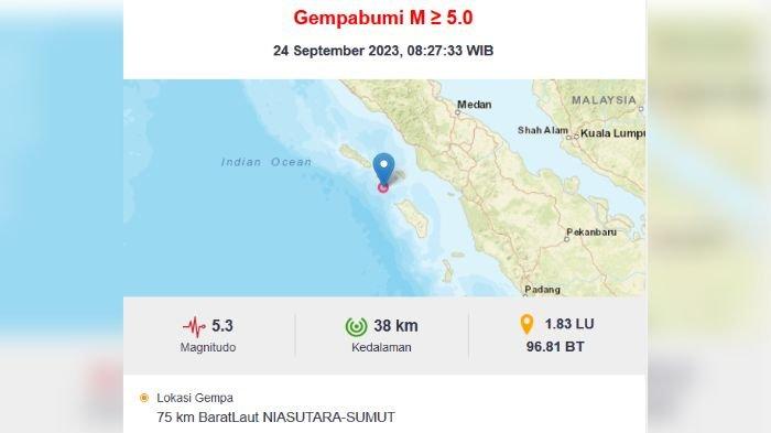 BARU Saja Gempa 5,3 Guncang Nias Utara Sumatera, BMKG Beri Peringatan - Tribuncirebon.com