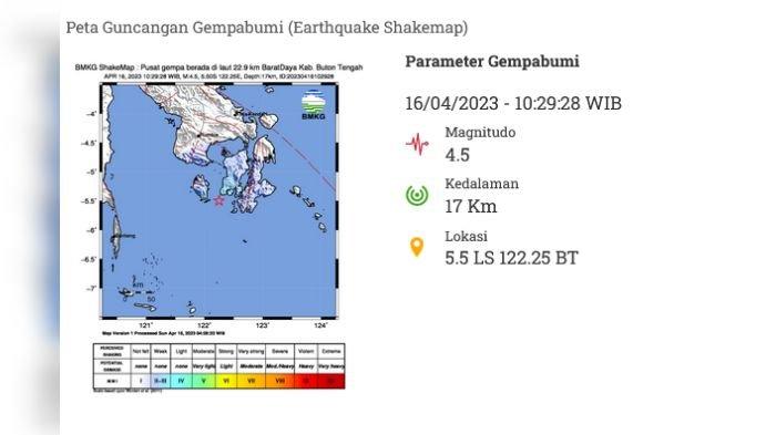 Gempa Baru Saja Melanda Buton Tengah Siang Ini, Pusatnya di Laut, BMKG: Empat Daerah Rasakan ...