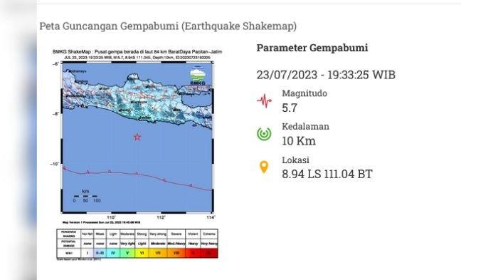 Kata BPBD Pacitan Terkait Kabar Kerusakan akibat Gempa Magnitudo 5,7 Tadi Malam - Tribuncirebon.com