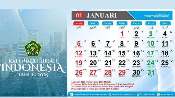 Kalender Hijriyah dan Masehi 2025 Beserta Tanggal Merah dan Hari Raya Besar Islam ...