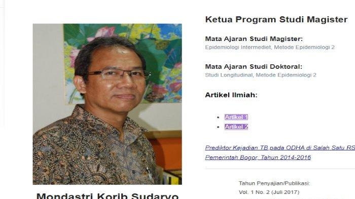 Sosok Mondastri Korib Sudaryo Dekan FKM UI yang Dikenal Selalu ...