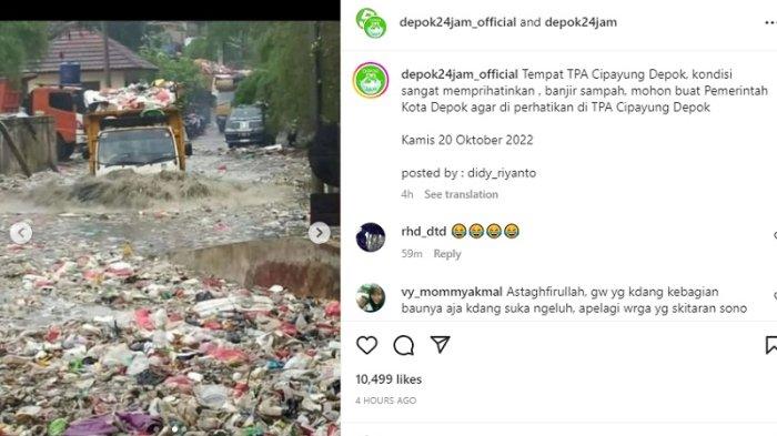 Banjir Air Campur Sampah di Depan Tempat Pembuangan Akhir Cipayung Depok Akibat Sampah Longsor ...