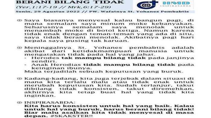 Bacaan Injil Katolik Hari Ini Senin 29 Agustus 2022, Lengkap dengan Mazmur Tanggapan ...