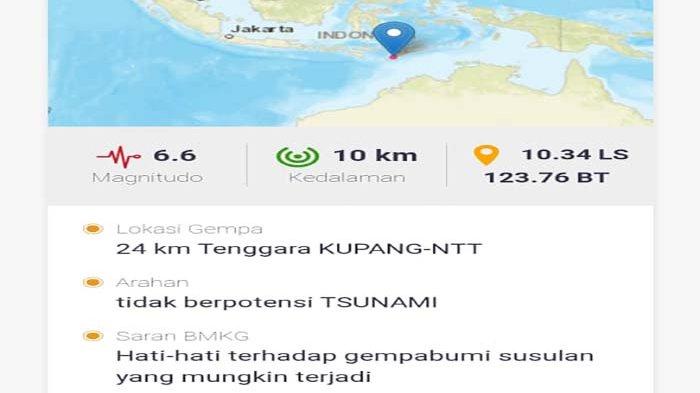 Gempa M 6,6 Guncang NTT, Dirasakan Warga Kupang, TTS, Waingapu dan Alor - Tribunflores.com