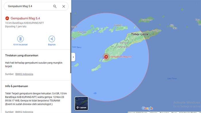 Gempa M 5,4 Guncang Kupang NTT, Tidak Berpotensi Tsunami - Tribunflores.com