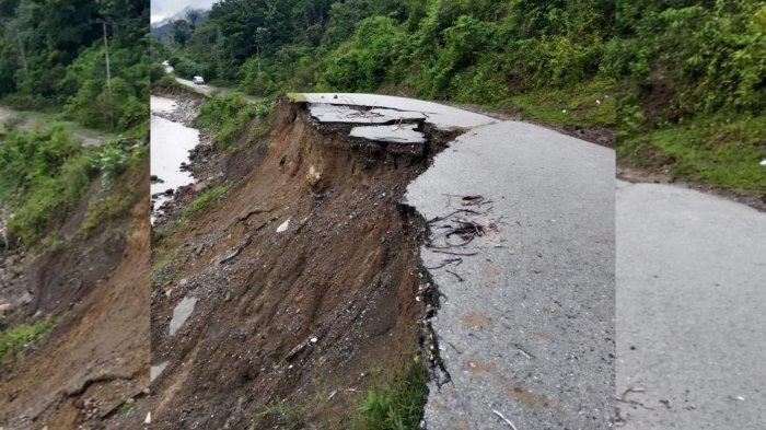 Jalan Amblas dan Longsor yang Menuju Tripe Jaya Objek Wisata Kolam Biru ...