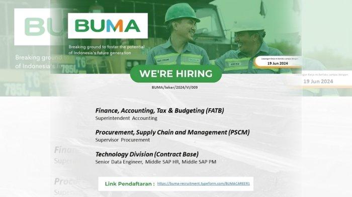 INFO LOWONGAN KERJA- PT BUMA Pendidikan D3, D4, S1 Penempatan Kalimantan, Batas Melamar 19 Juni ...