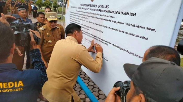 Pimpin Ikrar Netralitas ASN Pemkab Gayo Lues untuk Pemilu 2024, Ini Penegasan Pj Bupati ...