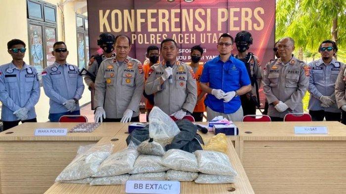 Pengedar Jaringan Internasional Diringkus di Aceh, Pil Ekstasi 163.000 Butir & Sabu 21,4 Kg ...