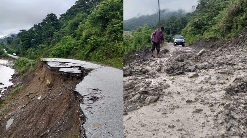 Video Badan Jalan Jalur Pining-Lokop Amblas dan Nyaris Putus ...