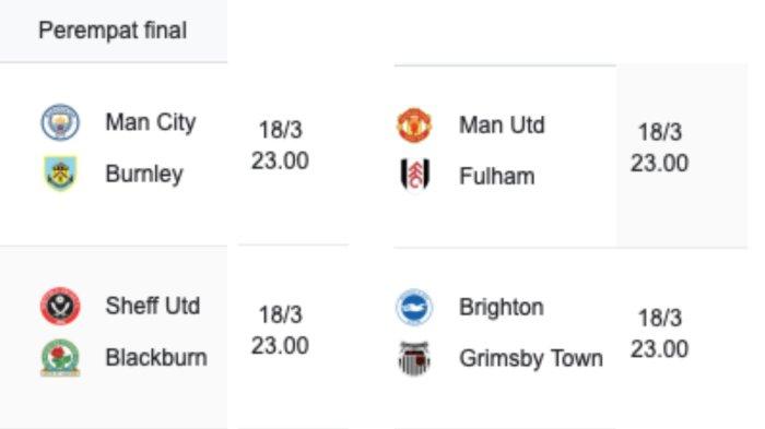 Hasil Pertandingan dan Jadwal Lengkap Piala FA: MU vs Fulham, City ...