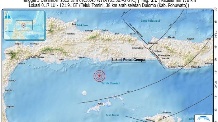 Gempa M3.1 SR Guncang Pohuwato - Gorontalo Senin 5 Desember 2022 Pagi - Tribun Gorontalo