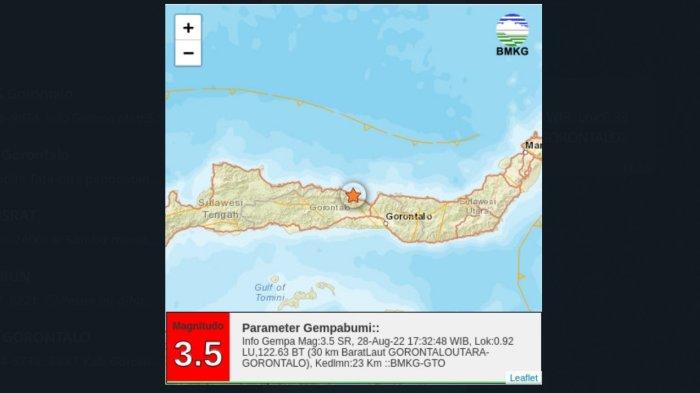 Gempa Bumi M3.5 SR Guncang Gorontalo Utara Minggu 28 Agustus 2022 Malam - Tribun Gorontalo