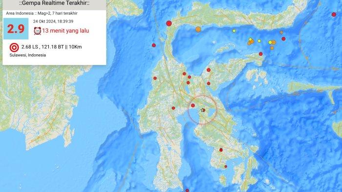 Gempa Bumi Magnitudo 2.9 Guncang Sulawesi Tengah, Info BMKG Kedalaman 10 Km - Tribun Gorontalo