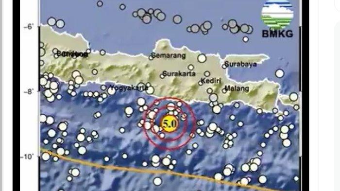 4 Gempa Bumi di Pacitan Jawa Timur, Info BMKG : Terasa di 4 Daerah dan Ada Magnitudo 5.1 ...