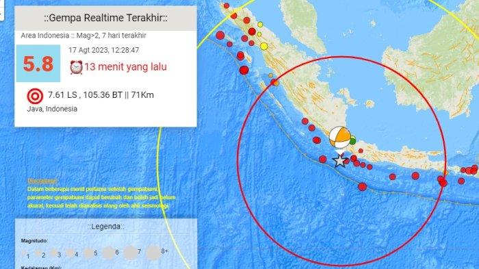 UPDATE Gempa Bumi Magnitudo 5.9 di Muara Binuangeun Banten Kamis 17 Agustus 2023 - Tribun Gorontalo